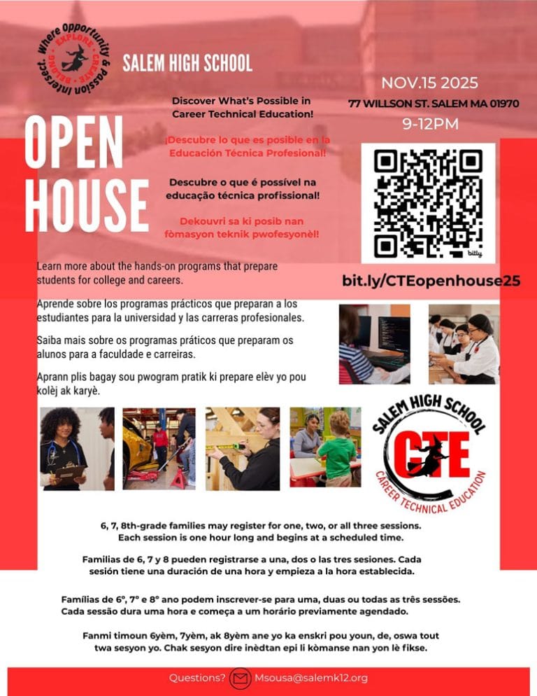 Salem High School CTE Department to Host Open House for Grades 6-8 ...